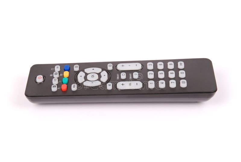 Black Remote Control for TV Stock Photo - Image of hand, button: 127613418