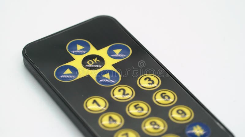 Black Remote Controller for Electronic Device or TV. Yellow Sensor ...