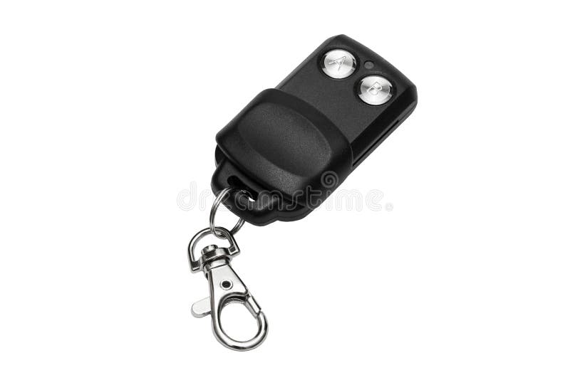 Black Remote with Two Buttons on Keyring Isolated Stock Image - Image ...
