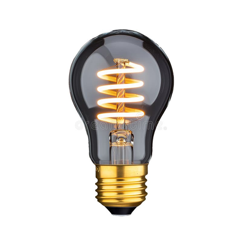 Black Retro Style Lightbulb Visible Glowing Filament Transparent ...