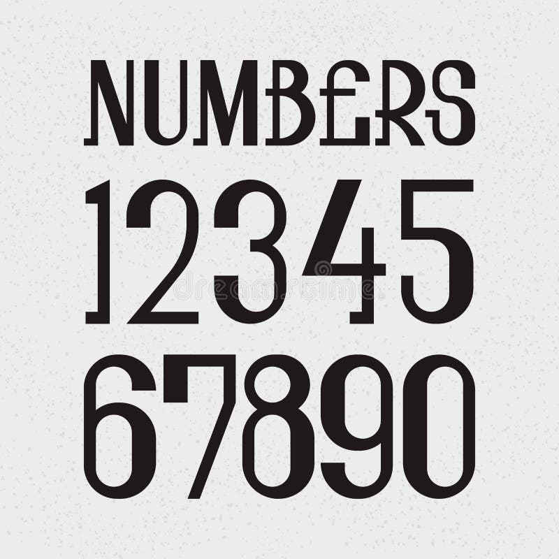 Black Retro Style Numbers. Vector Symbols Stock Vector - Illustration ...