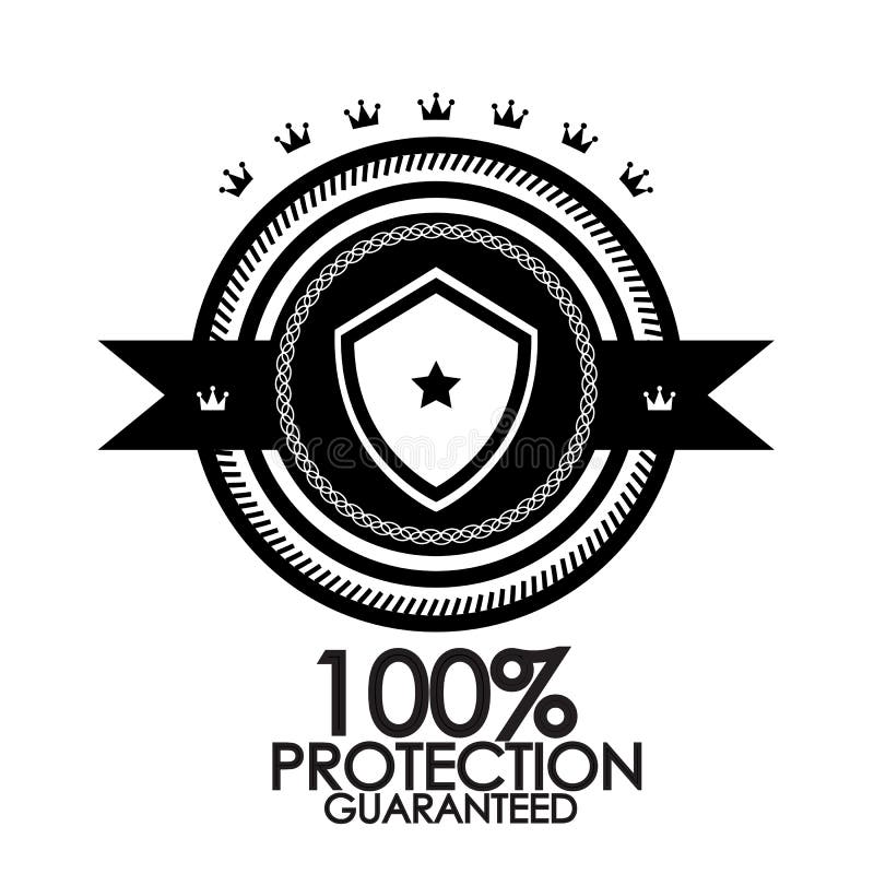 Black Retro Vintage Label Protection Stamp Stock Vector - Illustration ...