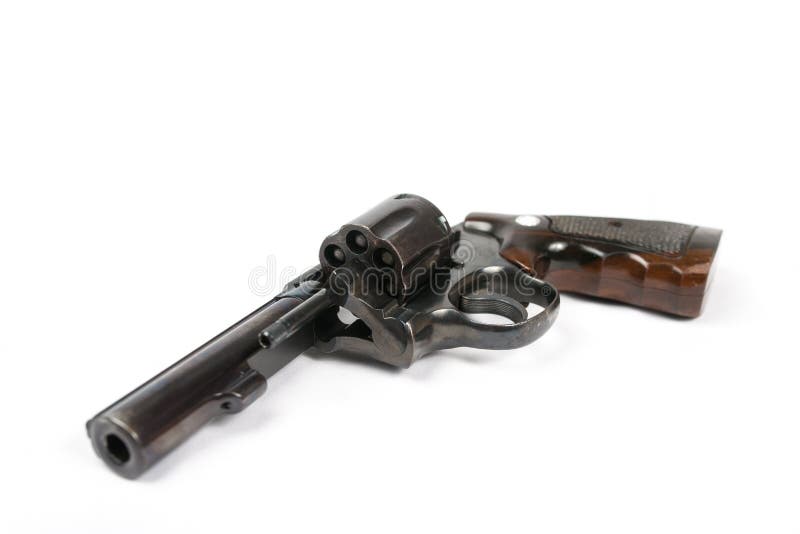 Black Revolver Gun Isolated on White Background Stock Photo - Image of ...