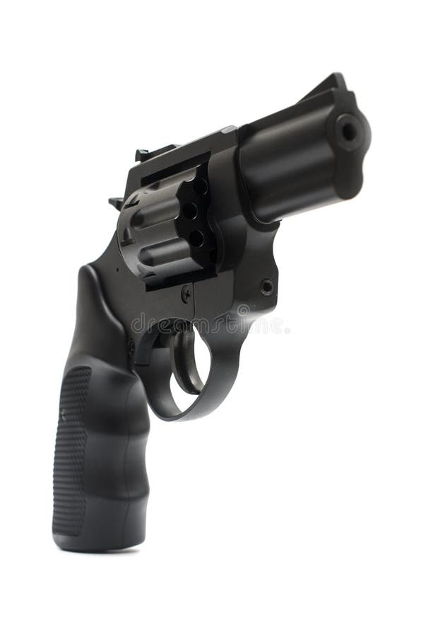 Black Revolver Isolated on a White Background Stock Photo - Image of ...