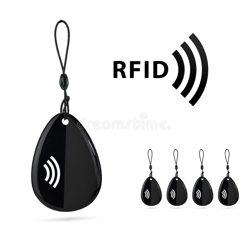 RFID Tag Black Key on White Background Isolation. Stock Illustration ...