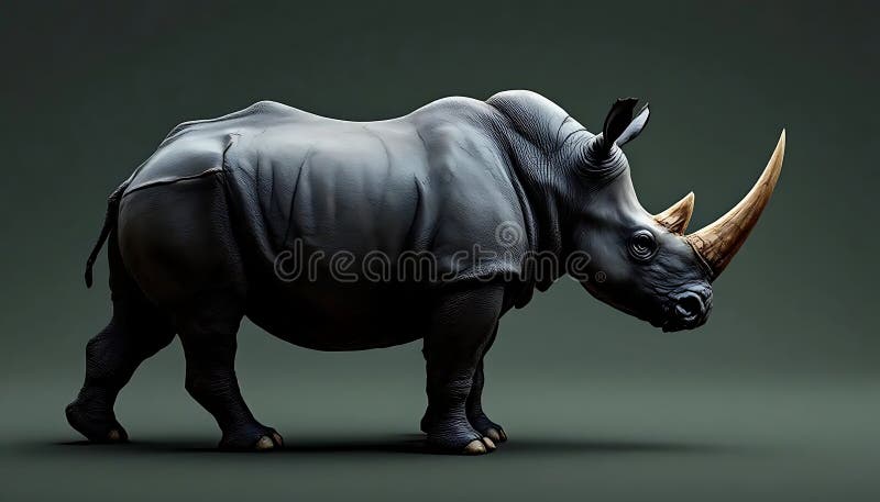 Black Rhino on Green Screen Stock Illustration - Illustration of green ...