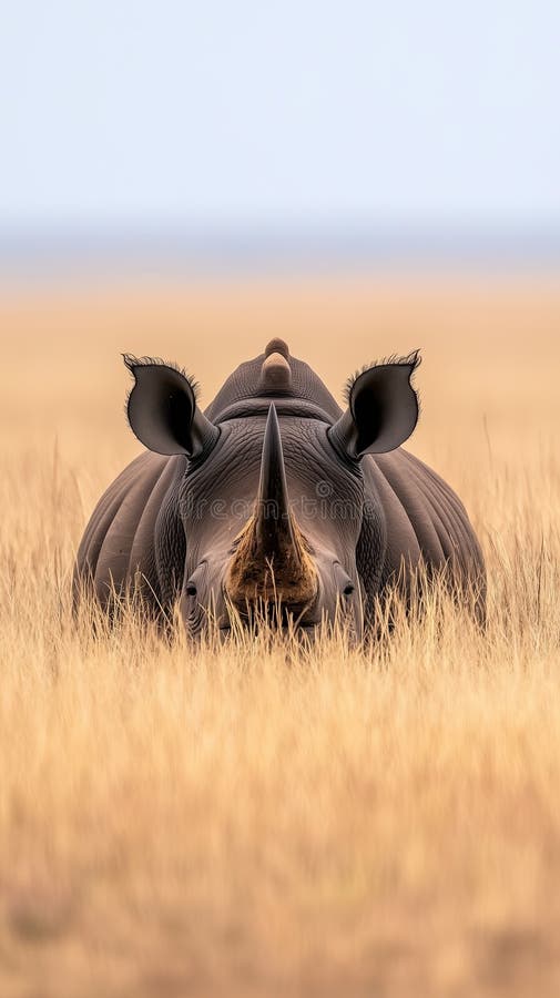 Black Rhino Resting in Tall Grass, Showcasing Its Unique Features and ...