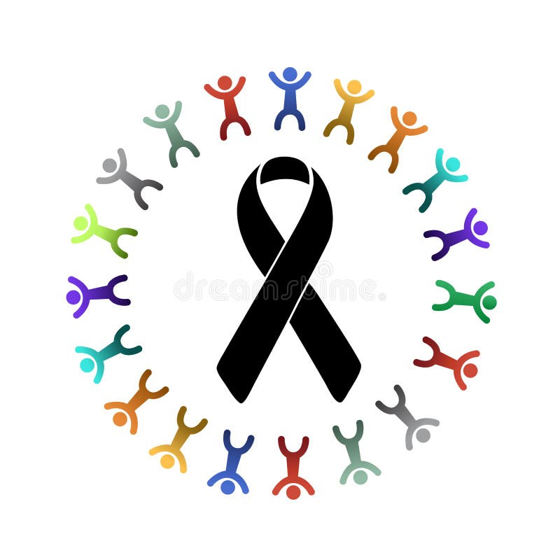 Black Ribbon and Diversity People Around. Stock Illustration ...