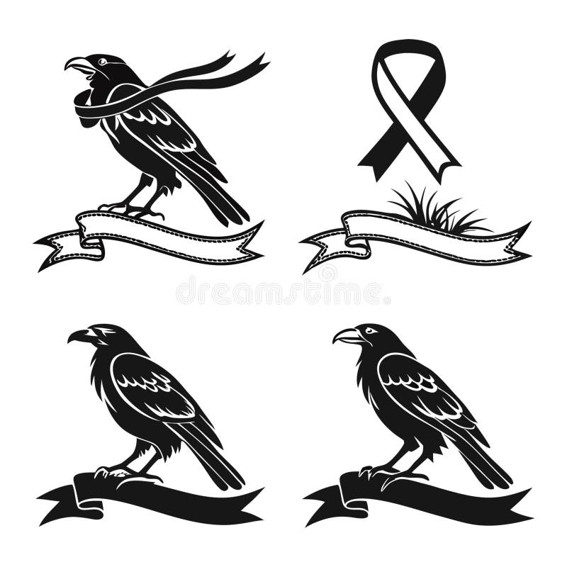 Black Ribbon Vector Illustrations Featuring Six Different Designs Stock ...