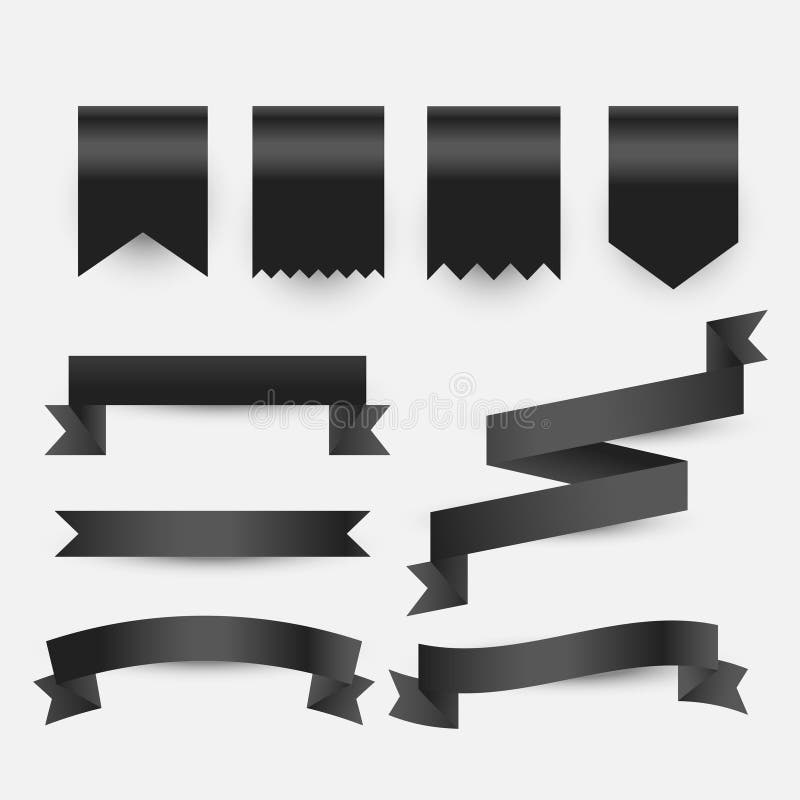 Black Ribbons Banners Stickers Labels Decoration Holiday Modern Luxury ...