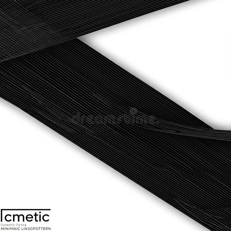 Black Ribbons with Thin White Lines Intersect at Angles on a White ...