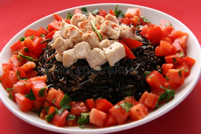 Black rice and chicken. stock photo. Image of tasty, restaurant - 1415106