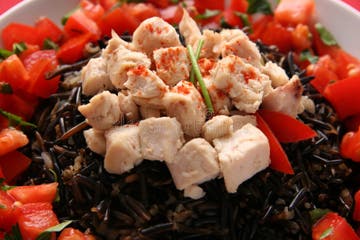 Black rice and chicken. stock photo. Image of plate, eating - 1415126