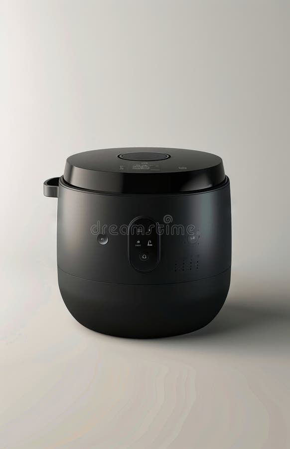 A Black Rice Cooker with a Lid on it Stock Photo - Image of crock ...