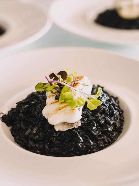 Black Rice with Cuttlefish and Squid Ink Stock Image - Image of supper ...