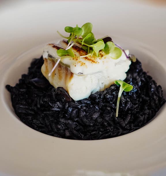 Black Rice with Cuttlefish and Squid Ink Stock Photo - Image of ...