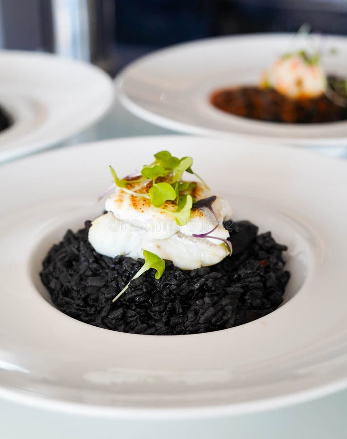 Black Rice with Cuttlefish and Squid Ink Stock Image - Image of meal ...