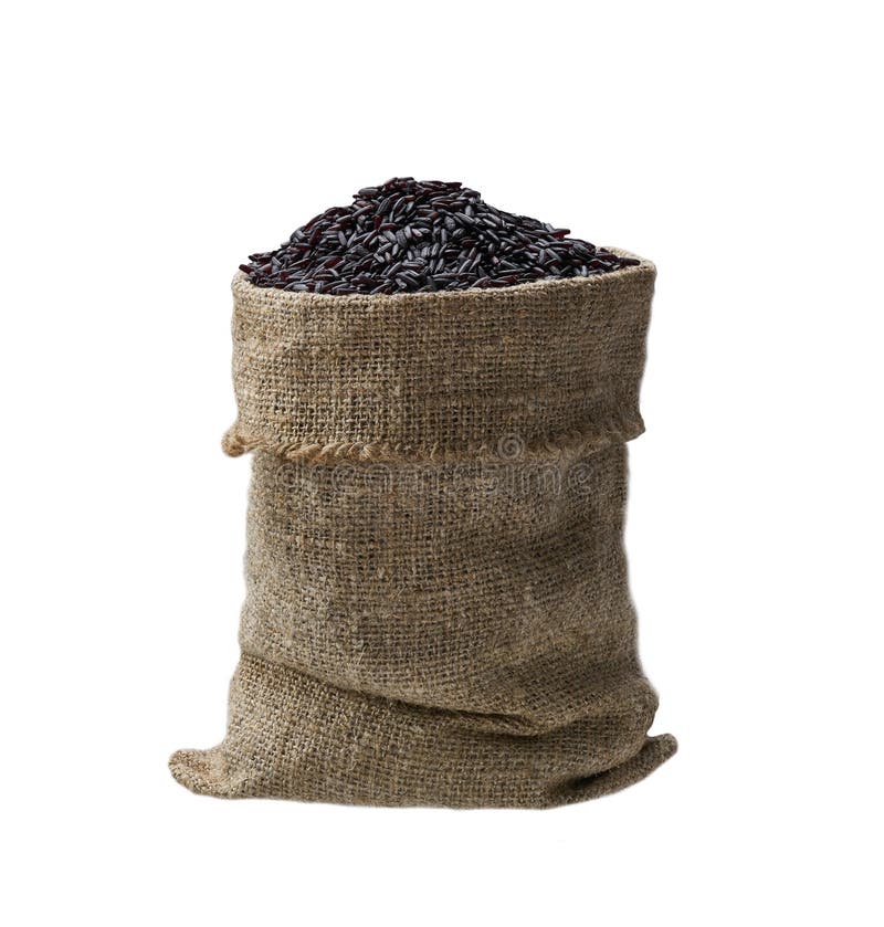 Raw Black Rice in a Wooden Bowl Isolated on White Background Top View ...