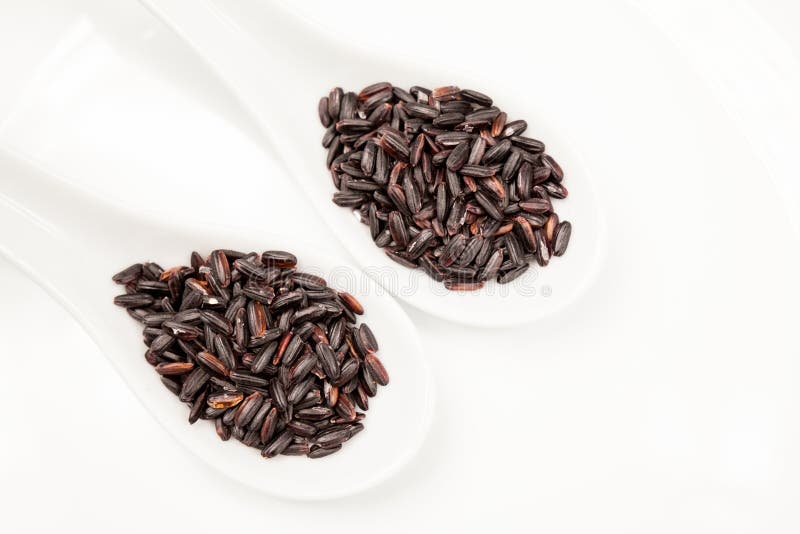 Black Rice Texture and Spoons Stock Photo - Image of nutrition, dietary ...