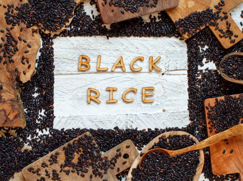 Raw Black Rice in a Bowl and Fresh Vegetables Stock Image - Image of ...