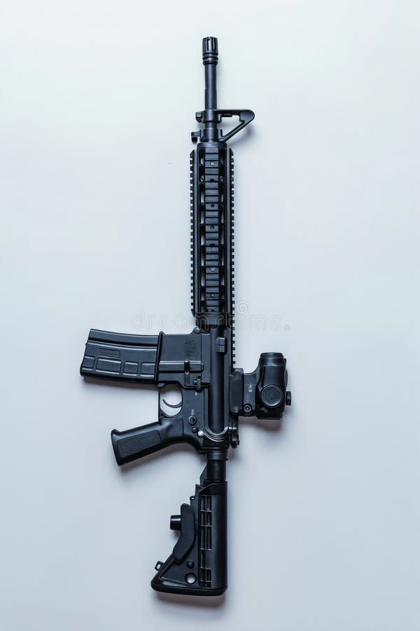 A Black Rifle on a White Background. Generative AI Stock Image - Image ...