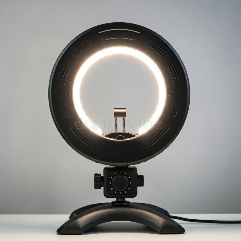 Black Ring Light with Adjustable Intensity Settings on a Rotating Dial ...