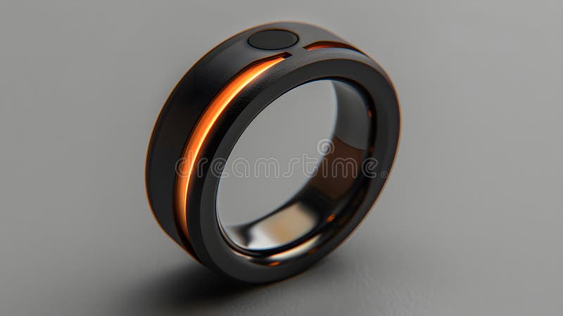 Black Ring with Orange Light. Generative by AI Stock Illustration ...