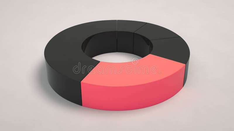 Black Ring Pie Chart with One Red Sector Stock Illustration ...