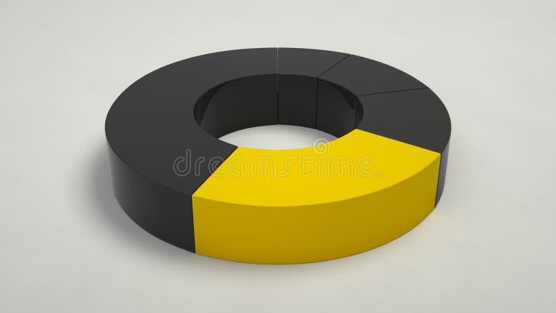 Black Ring Pie Chart With One Yellow Sector Stock Illustration ...
