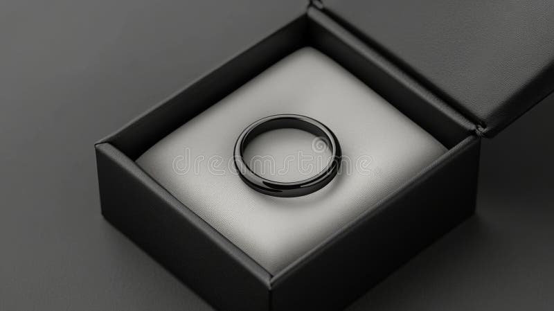 Black Ring Rests Inside a Black Gift Box Stock Illustration ...