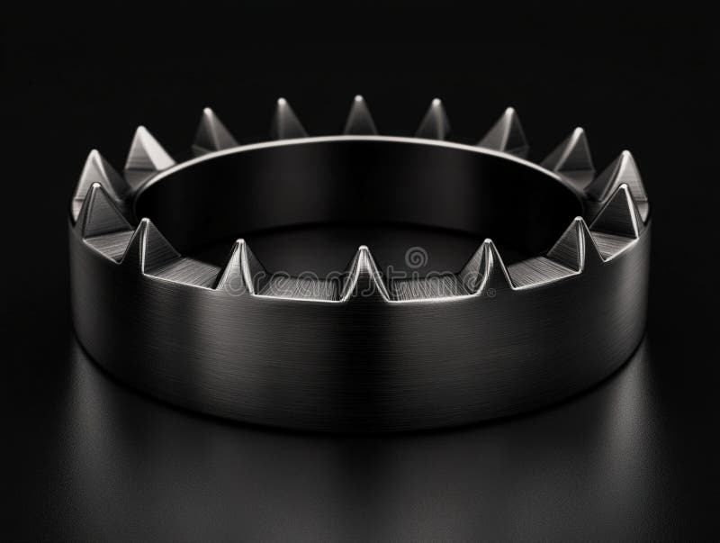Black Ring with Spiked Edge Detail Stock Image - Image of masculine ...
