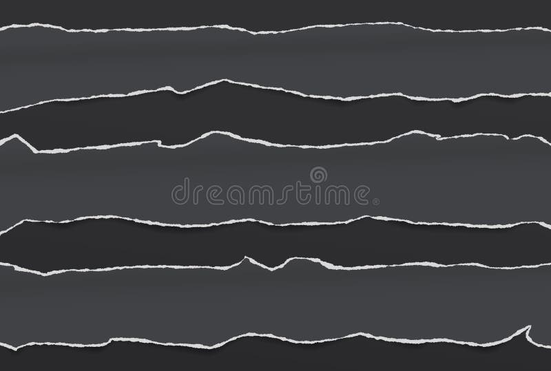 Black Ripped Blank Horizontal Note Paper Strips for Text or Message ...