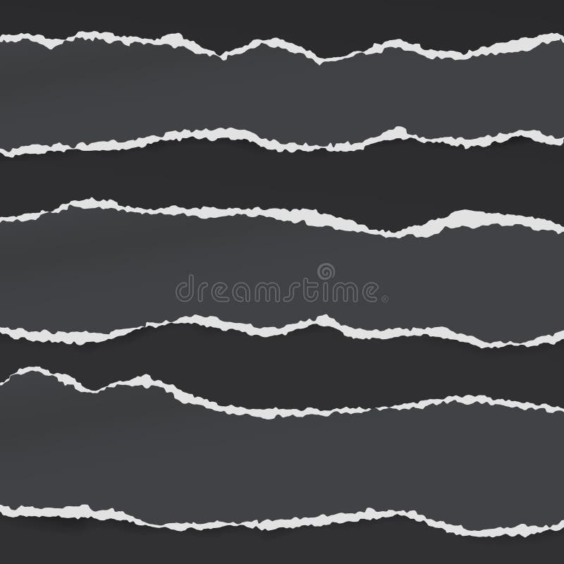 Black Ripped Blank Horizontal Note Paper Strips for Text or Message ...