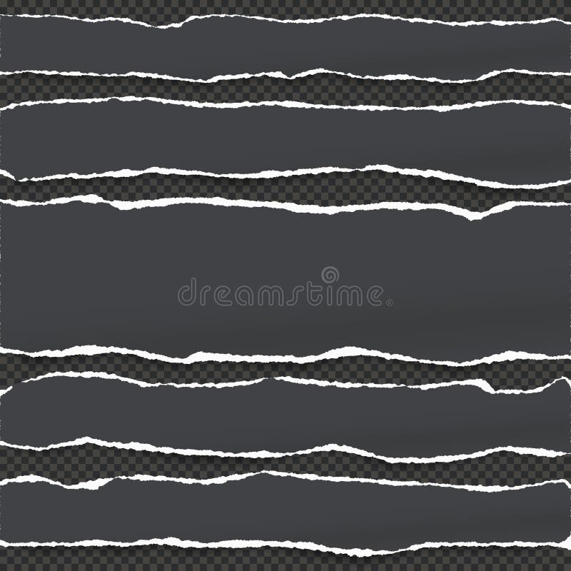 Black Ripped Blank Horizontal Note Paper Strips for Text or Message ...