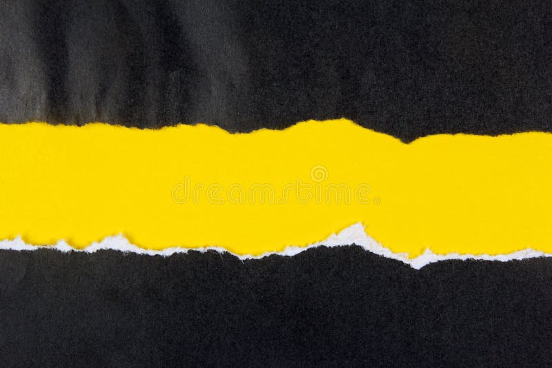 Black Ripped Paper, Yellow Space for Copy Stock Image - Image of jagged ...