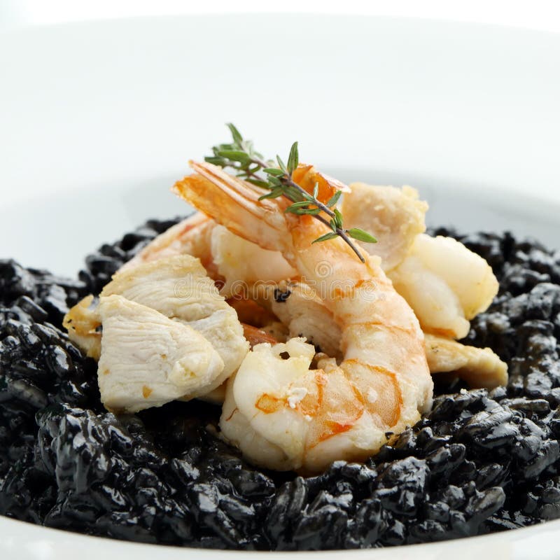 Risotto with Shrimps in White Bowl Stock Image - Image of gastronomy ...