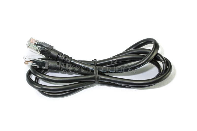 Black Rj45 Computer Network Connecting Cable White Background Stock ...