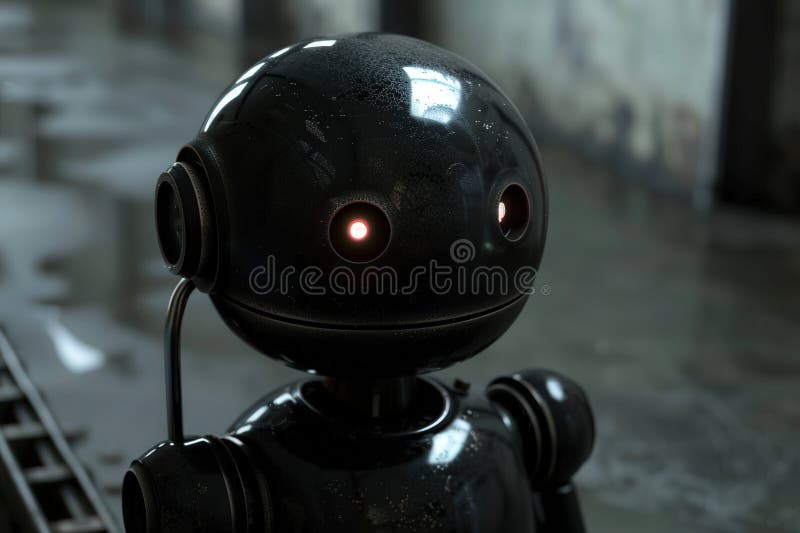 A Robot S Silent Gaze in a Forgotten Factory Stock Illustration ...