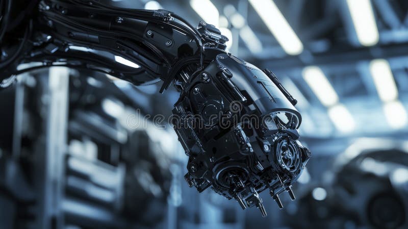 Black Cybernetic Hand with Mechanical Precision Gears Stock ...
