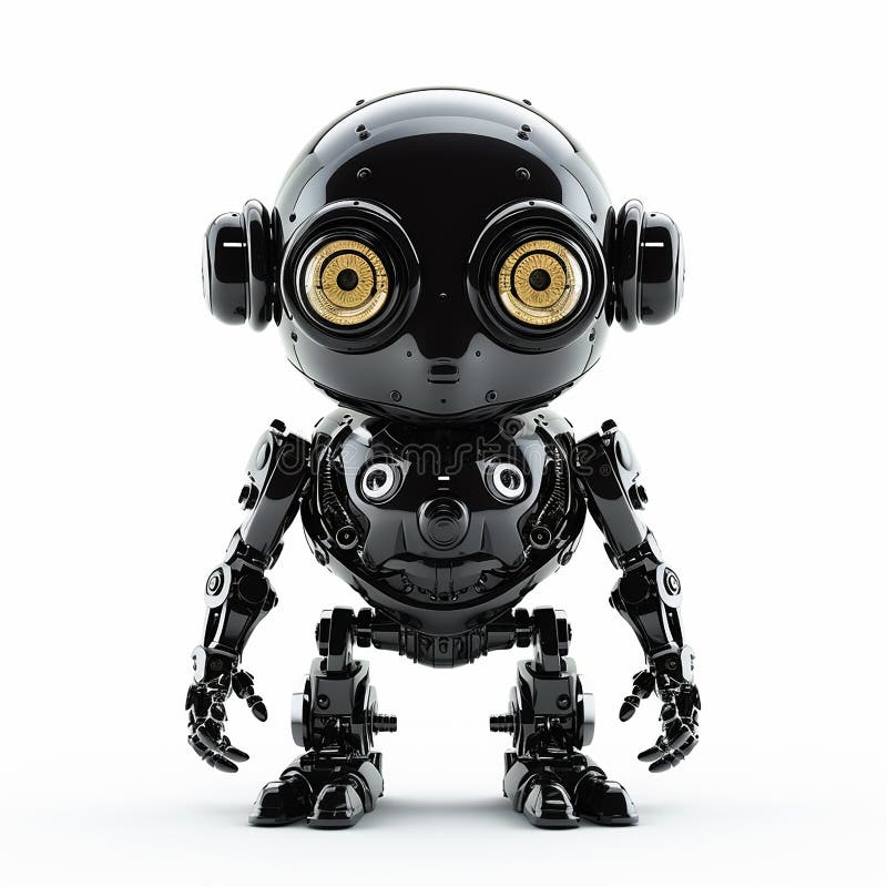 Black Robot, Isolated on Solid White Background. Stock Illustration ...