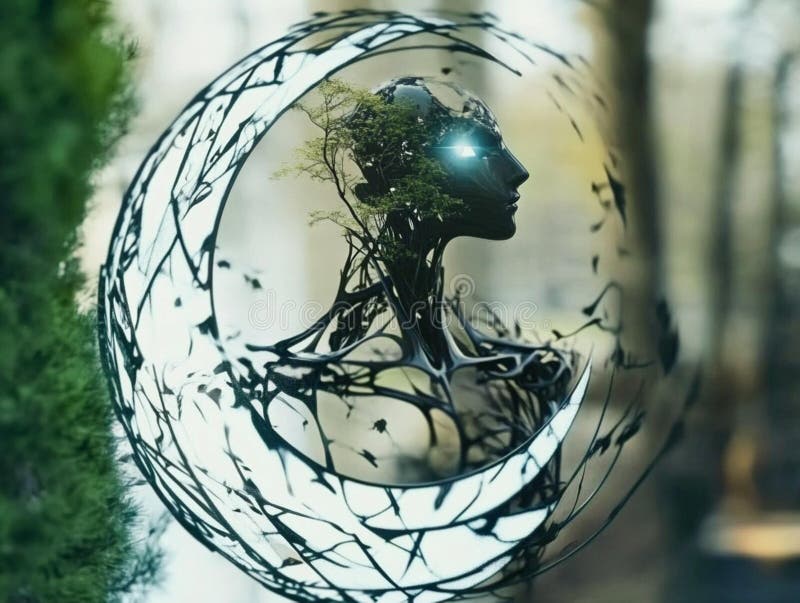 Black Robot with Tree Branches Stock Image - Image of root, culture ...