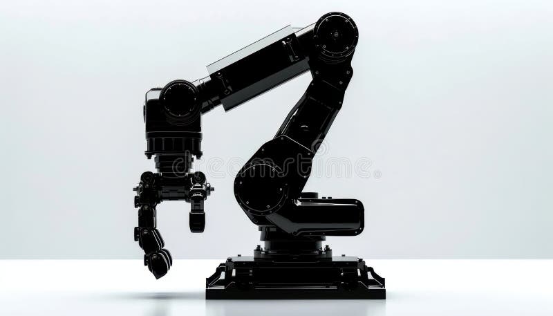 Black Robotic Arm Performing Precise Movements in a Modern Workspace ...