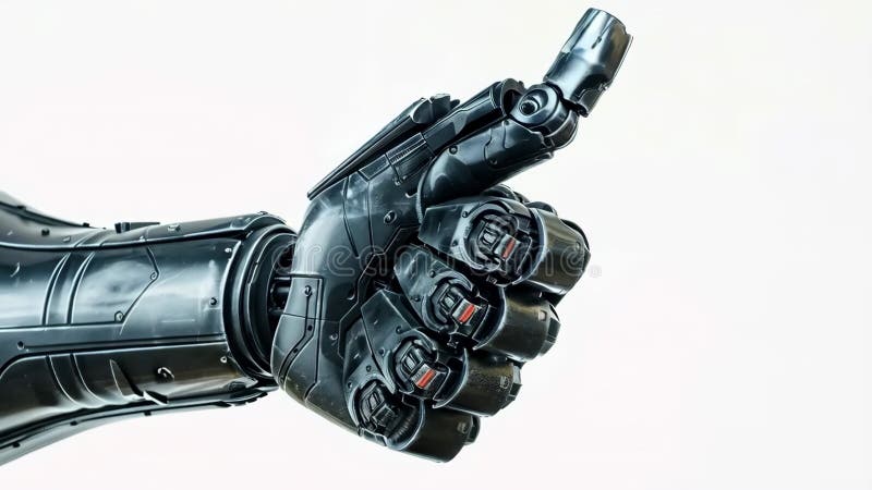 Black Robotic Bionic Arm Thumbs Up Isolated on White Stock Video ...