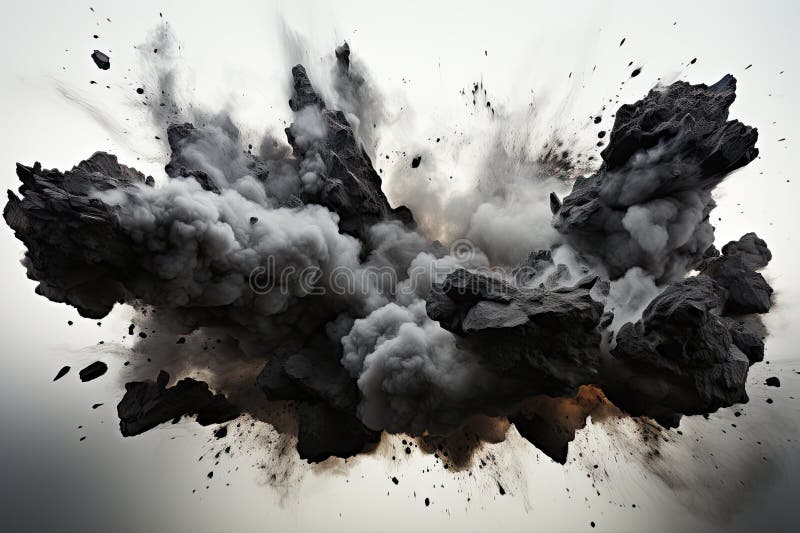 Black rock explosion stock photo. Image of smoke, danger - 303280570