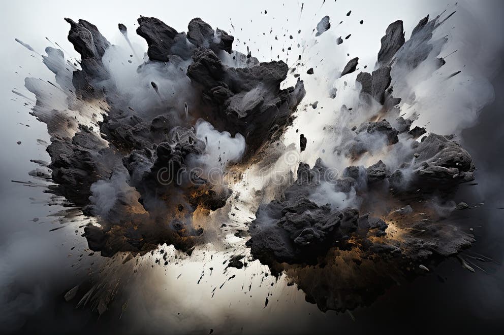 Black rock explosion stock photo. Image of hell, spectacular - 319960610