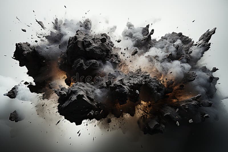 Black rock explosion stock image. Image of night, glowing - 321962759