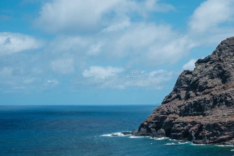 Black Rock Mountain at Coast - Cliff at Ocean Coast - Stock Photo ...