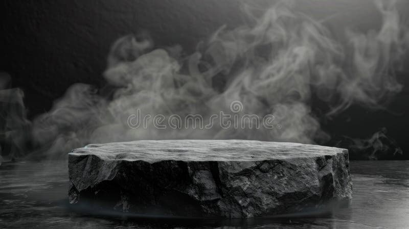 Black Rock Platform with Smoke Background Stock Illustration ...
