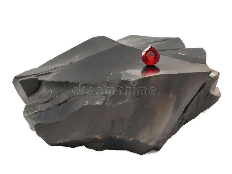 Black Rock with Red Gemstone Stock Illustration - Illustration of ...