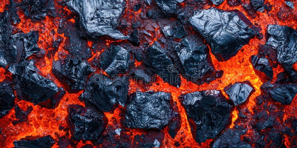 Black Rock with a Red Glowing Surface Stock Image - Image of fireplace ...
